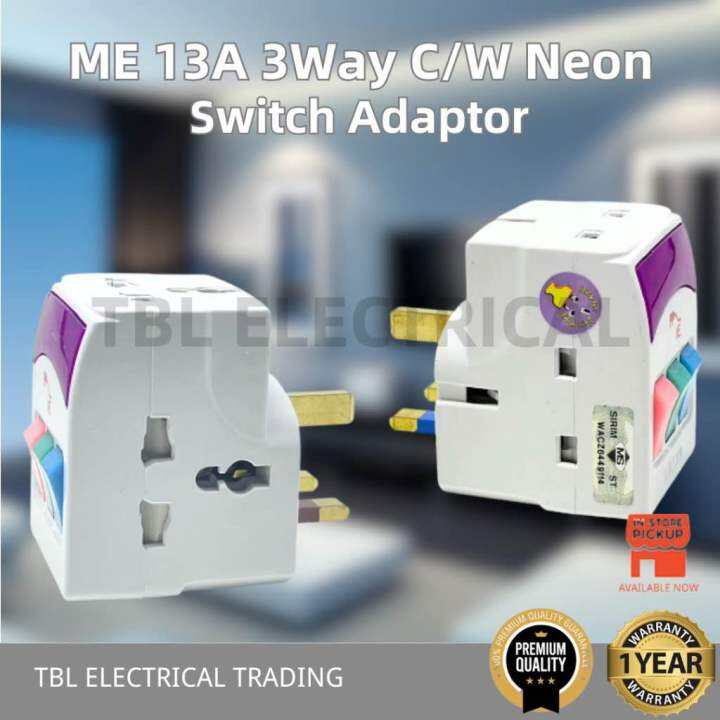 🔥SIRIM🔥ME 13A 3 Way Adaptor / 3 Way Multi Adaptor Extension Socket With ...