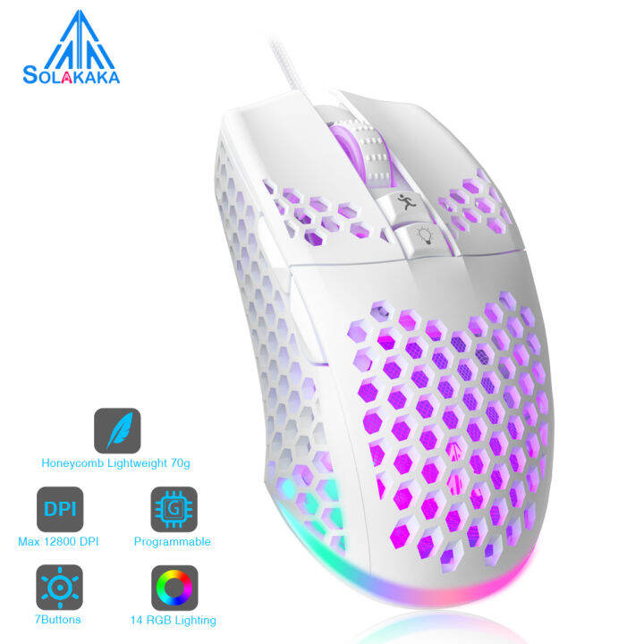 SOLAKAKA Wired Gaming Mouse 12800 DPI Macro Programming Game Mouse ...