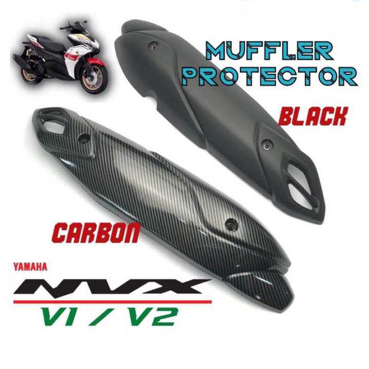 Exhaust Cover (Long) BLACK NVX155 V2 V3 AEROX155 Muffler Side Cover ...