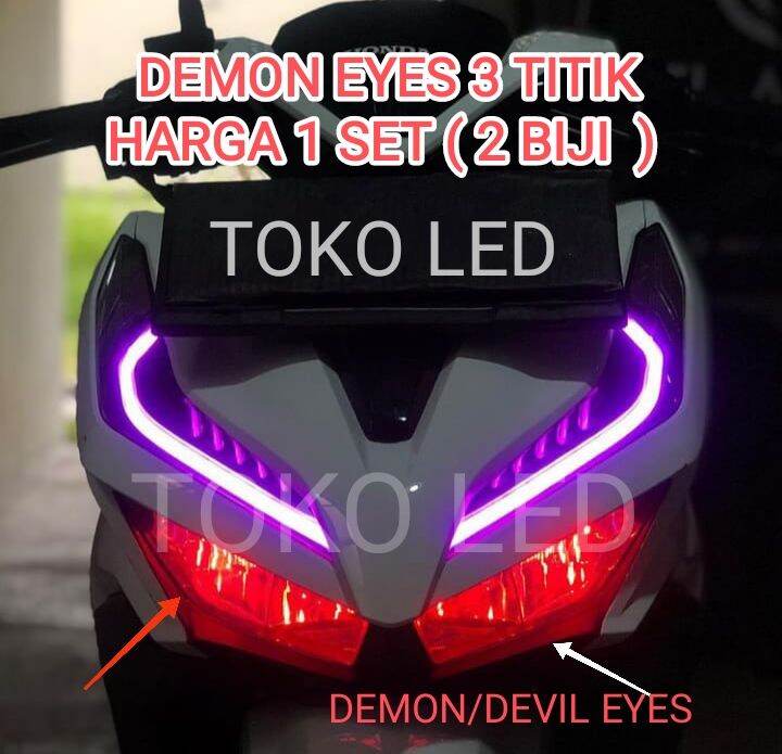 LAMPU LED DEMON EYES DEVIL EYE 3 TITIK 3MATA 12V DEVIL EYES HARGA 1SET ...