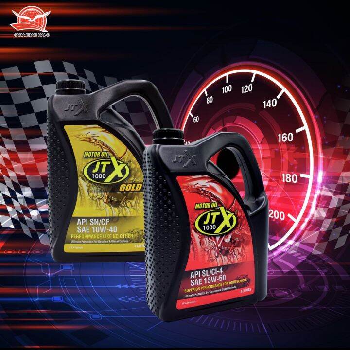🔥💯ORIGINAL JTX 1000 GOLD MOTOR OIL 4 LITER💛JTX 1000 MOTOR OIL♥️ MINYAK ...