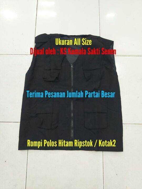 Rompi Polos Hitam Ripstok |Rompi Safety Vest|Rompi Kerja Proyek|Rompi ...