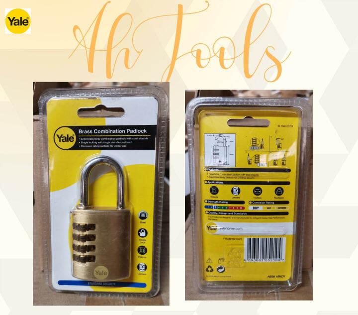 YALE SOLID BRASS BODY COMBINATION PADLOCK 4 DIGITS #Y150B/40/130/1 ...