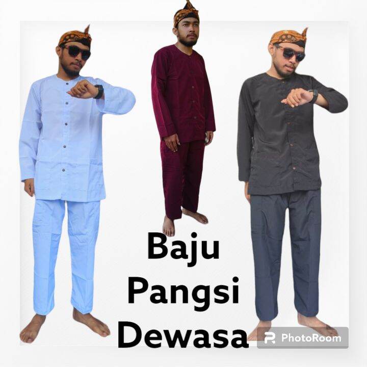 Baju Pangsi Pria Dewasa Tanpa Kerah Setelan Oblong Pakaian Tradisional ...