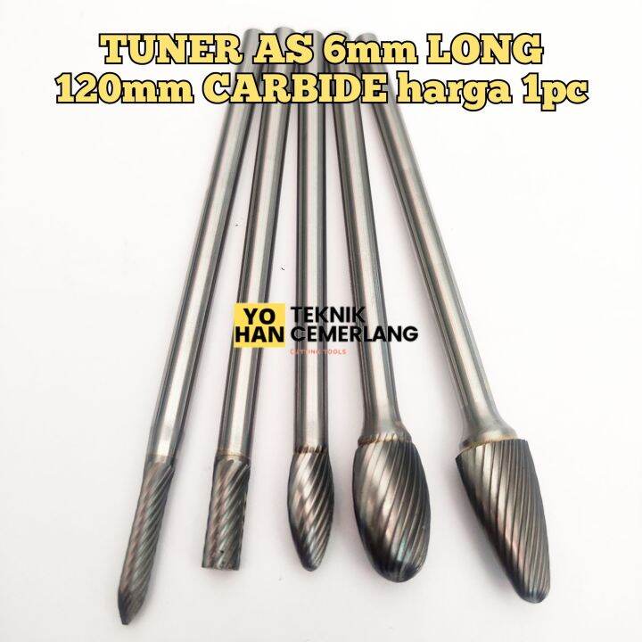 1 pcs Mata Tuner 6mm x 12mm Bor Cuner AS 6mm Panjang 125mm Carbide Tungsten Mata Porting ...