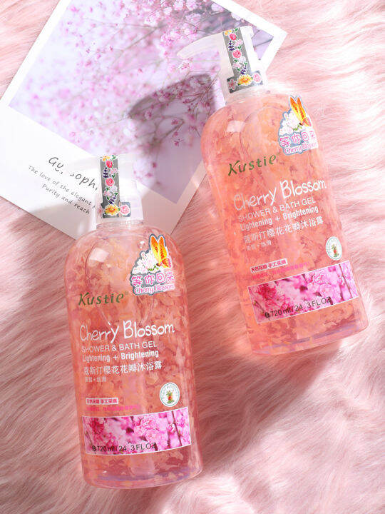 Kustie Petal Shower Gel Cherry Blossom Jasmine Strawberry 720Ml Lasting ...