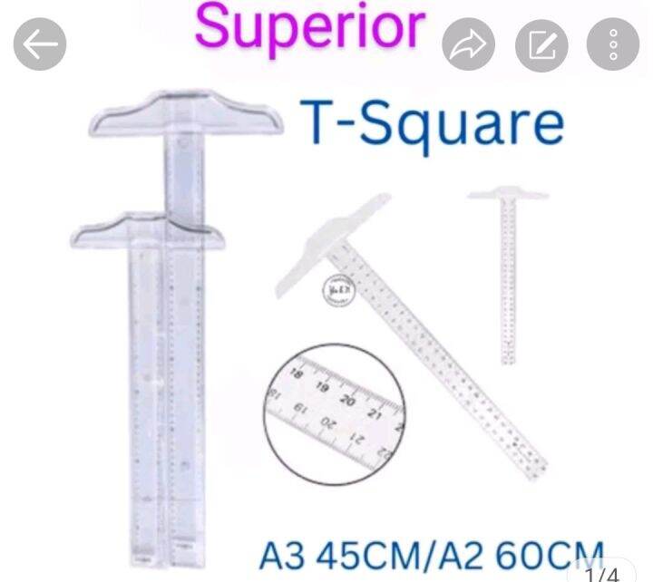 Plastic T-Square Ruler A3 45cm 18 Inch / A2 60cm 24 Inch | Lazada