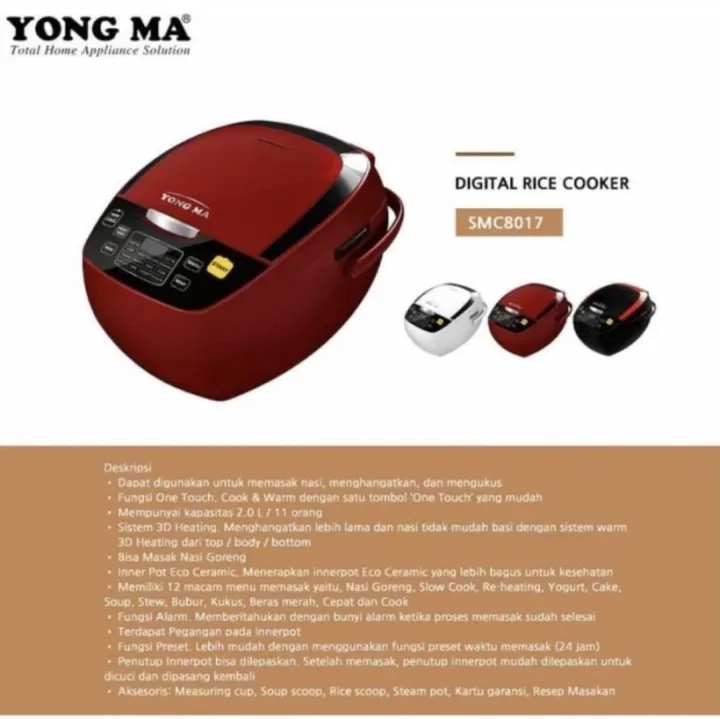 YONG MA RICE COOKER 2 LITER SMC 8017 | Lazada Indonesia