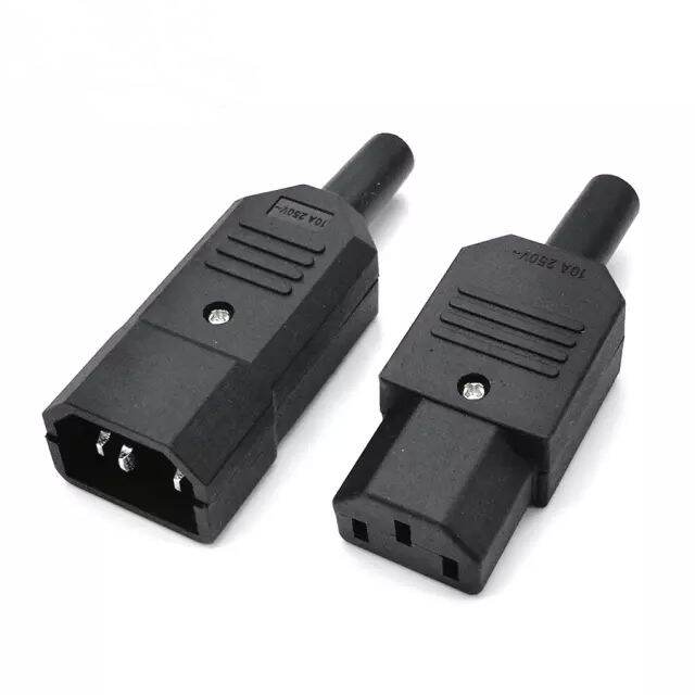 3 pin Socket Plug Receptacles IEC Straight Cable Plug Black C13 C14 ...