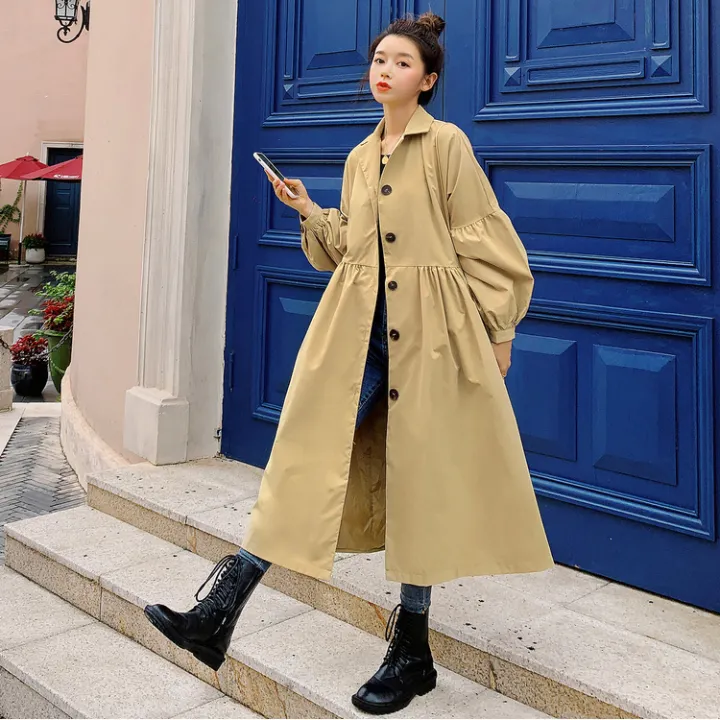 M-4XL ยาว T Rench Coat สตรี2022แฟชั่นใหม่เสื้อคอปกผูกเอวหลวมแขนยาวกลาง ...
