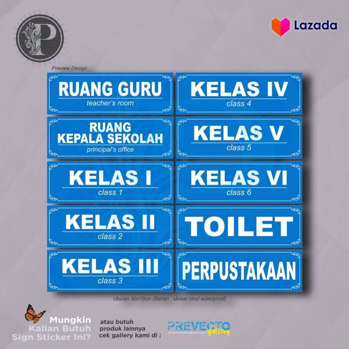 Sticker Information Sign Sekolah Ruang Guru Ruang Kelas | Lazada Indonesia