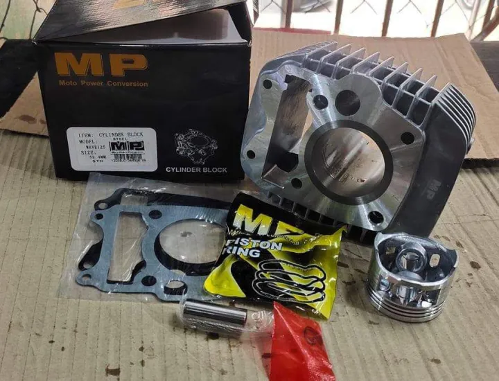 MP CYLINDER BLOCK SET 54mm & 52.4mm STEELBORE FIT FOR WAVE125 & XRM125 ...