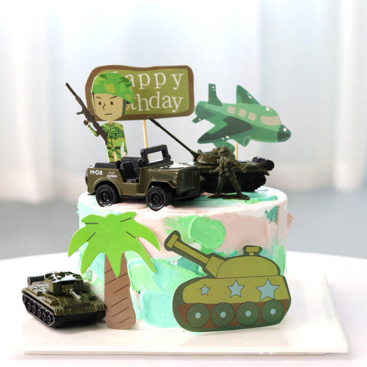 Baking Cake Topper Army Day Bayi War Military Theme Tank Plane Soldier ...