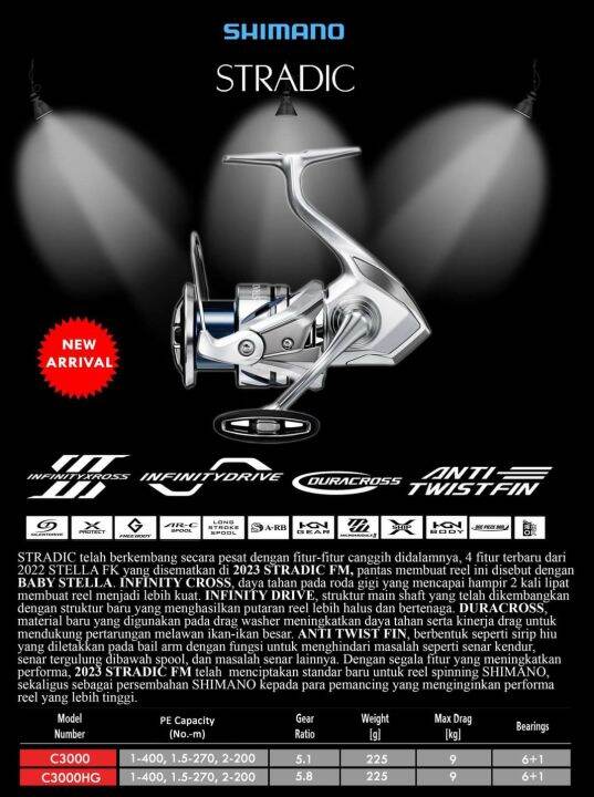 Reel pancing SHIMANO STRADIC FM C3000, C3000HG garansi resmi | Lazada Indonesia