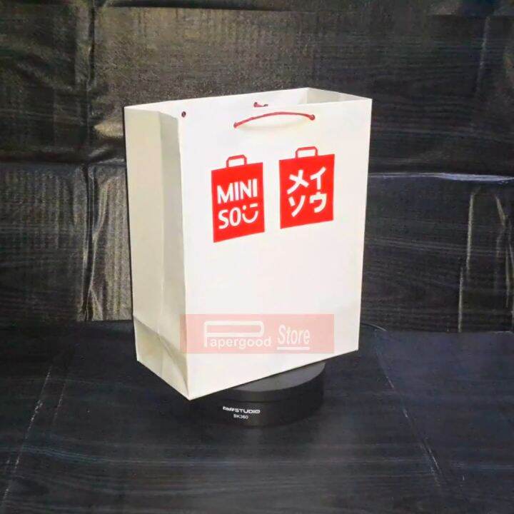 Paper bag Miniso putih premium 20 x 25 x 10 small | Lazada Indonesia