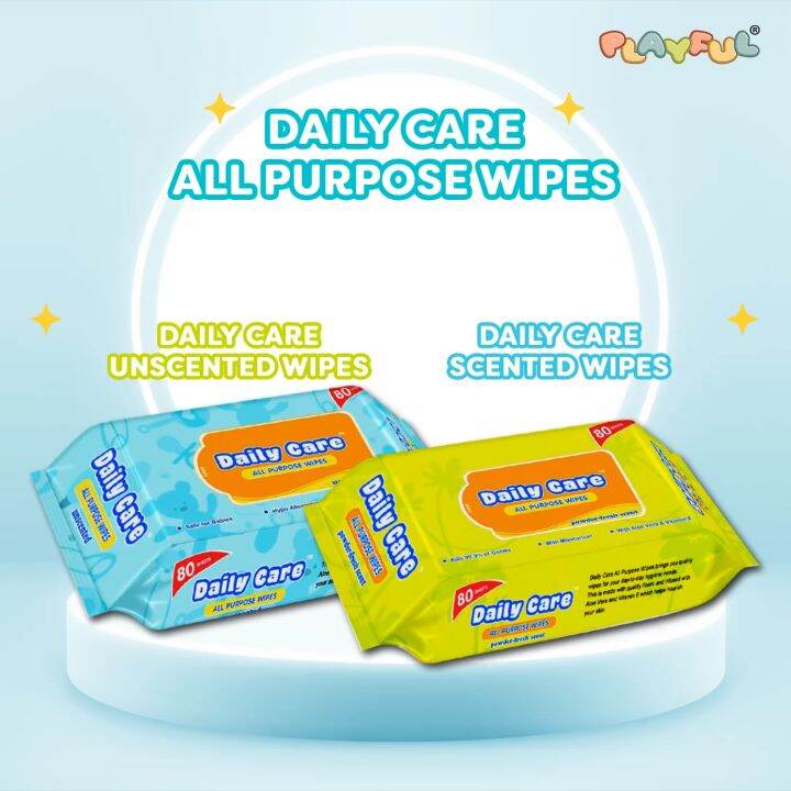 Daily Care All Purpose Wipes Powder Fresh Scent Yellow 20s | Lazada PH