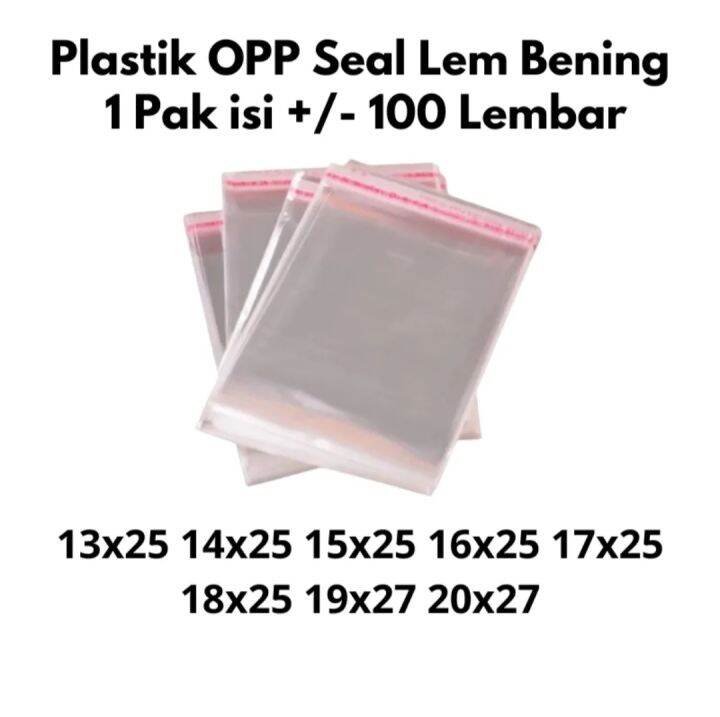 Plastik Opp 13x25 14x25 15x25 16x25 17x25 18x25 19x27 20x27 Seal Bening Isi 100 Lembar / Plastik ...