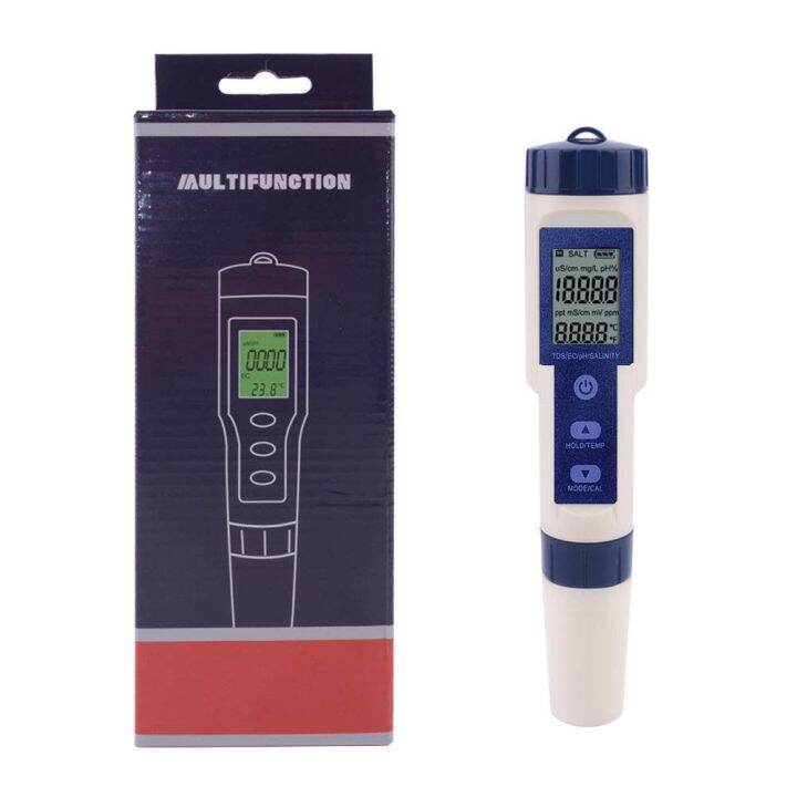 EZ-9909 High Precision 5 in 1 Salty Meter PH/Salinity(ppt)/TDS(ppm) /EC(Conductivity ...