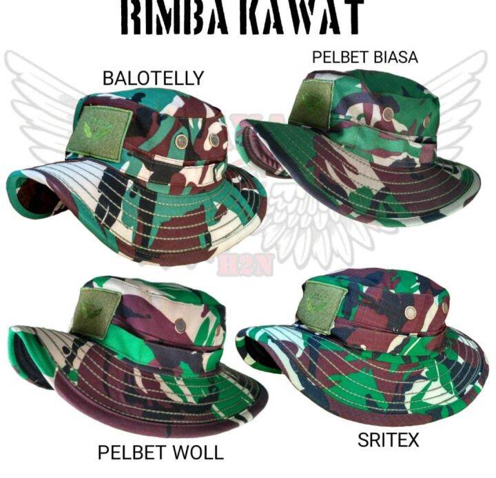 Topi rimba loreng Tni model kawat / Rain militer / GROSIR MILITER ...