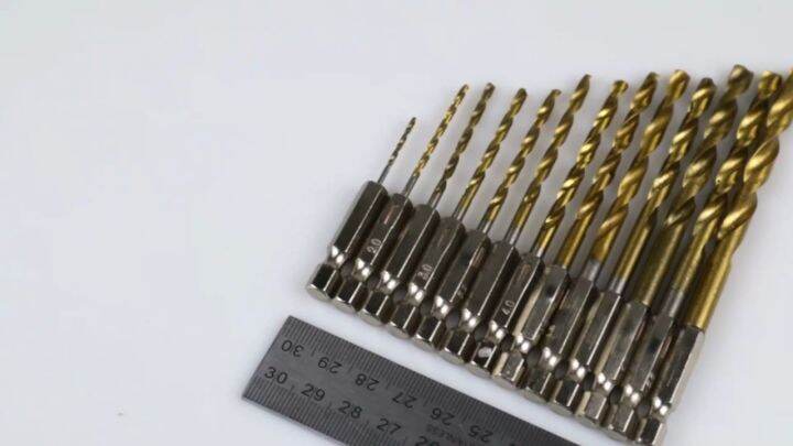 MATA BOR SET 13 PCS POWER DRILL BESI BAJA STEEL TITANIUM HEX SHANK KAYU ...