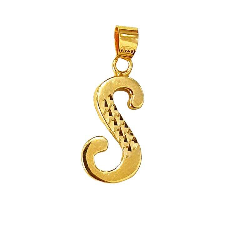 Liontin huruf S indah kadar 875 20 karat mata kalung bandul perhiasan ...