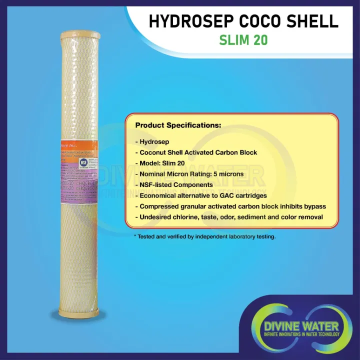 Carbon/Coco Shell filter Slim 20 inches 5 Micron ( Hydrosep ) | Lazada PH