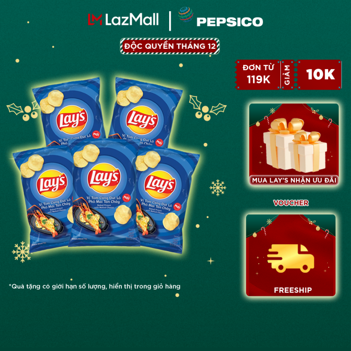 Combo 5 Lay's Tôm Càng Đút Lò Phô Mai 90G | Lazada.vn