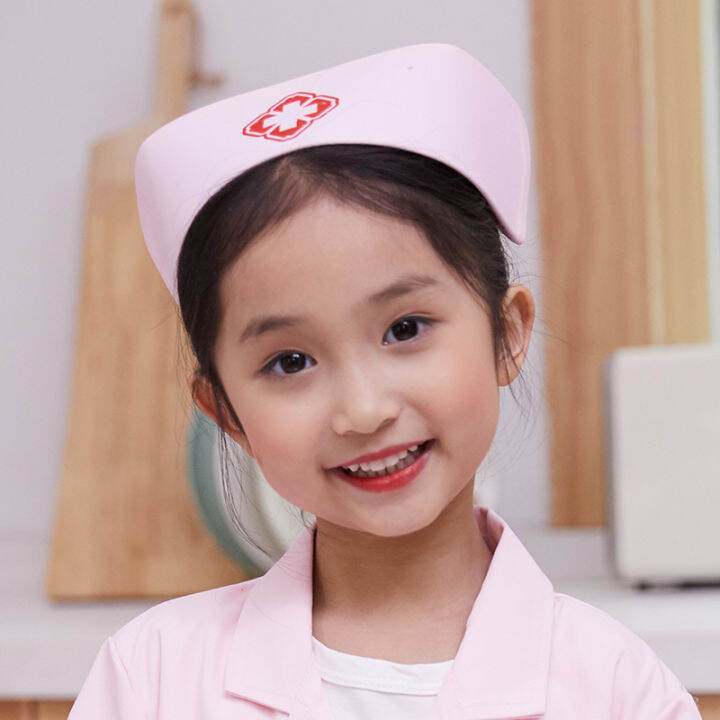 Children's Pink White Adjustable Nurse Hat Little Doctor Hat Matching ...