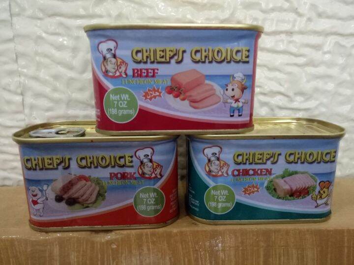 CHEF'S CHOICE Pork, Beef, Chicken Luncheon Meat (7oz/198g) Product of ...