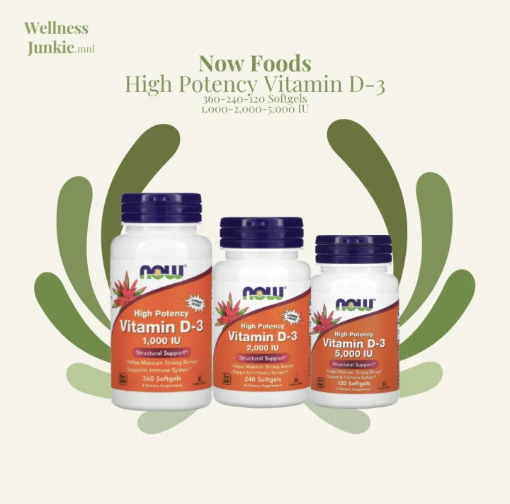 Now Foods High Potency Vitamin D3 softgels 1,000 or 2,000IU, 5,000IU (25 mcg or 50 mcg or 125 ...