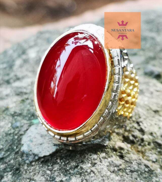 Batu Akik Natural Red Baron Asli Kristal Giwang Merah Darah Big Size ...