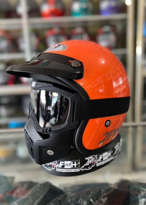 HELM BOGO JPN ORIGINAL WARNA OREN PNP KACA GOGGLE MASK HELM BOGO ...
