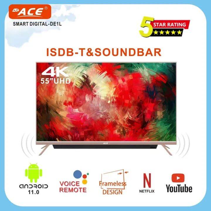 ACE 55" 4K Smart Digital-DE1L with Built in Soundbar. | Lazada PH