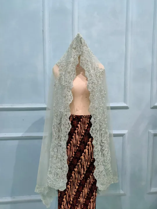 selendang pengantin brukat Korneli/slayer kerudung/veilt/selendang akad ...