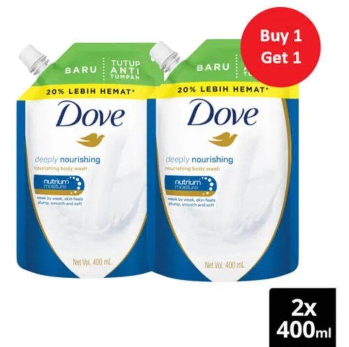 DOVE Sabun Mandi Cair Refill Body Wash Deeply Nourishing 400 ml x2 ...
