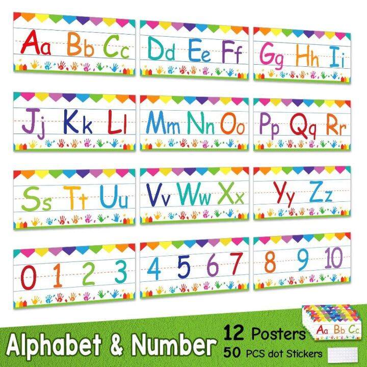 12PCS English Alphabet ABC and Numbers 0 To 10 Border with Glue Point ...