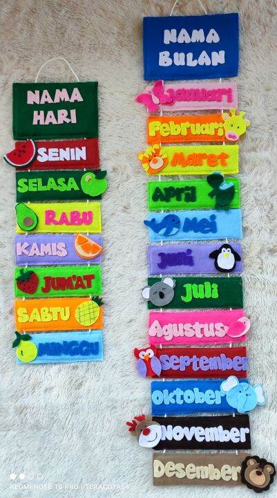 Gantungan nama nama hari dan nama bulan Rine handmade 3 | Lazada Indonesia