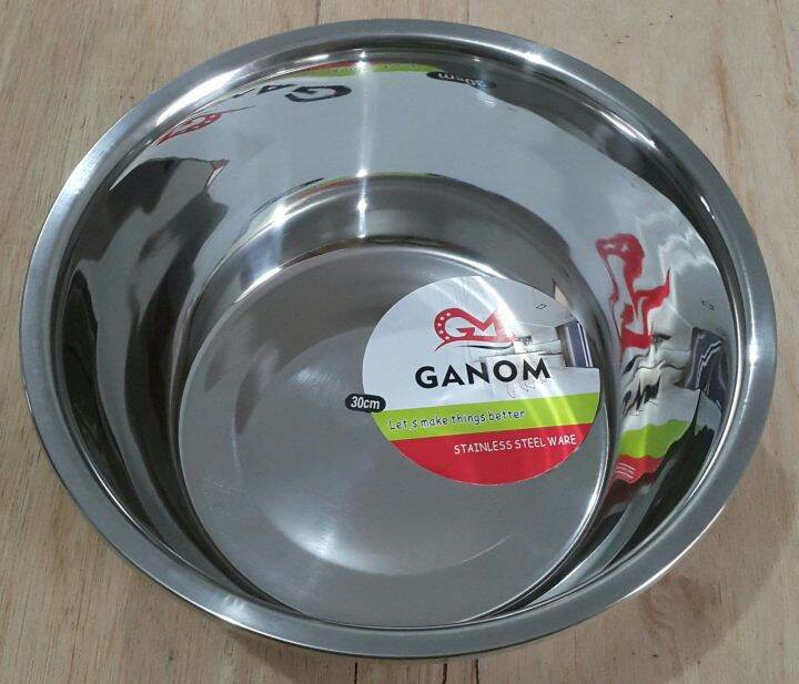 GANOM 30CM (diameter 30cm tinggi 13cm) BASKOM CEKUNG STAINLESS STEEL ...