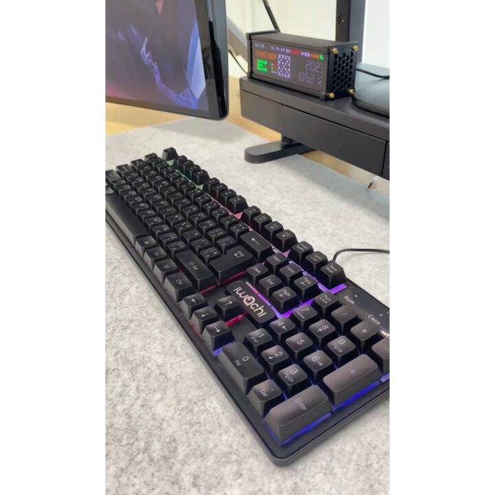 IWACHI K5 คีย์บอร์ดไฟ RGB แสงไฟสี/แสงไฟขาว คีย์บอร์ดเกมมิ่งมีสาย แป้น ...