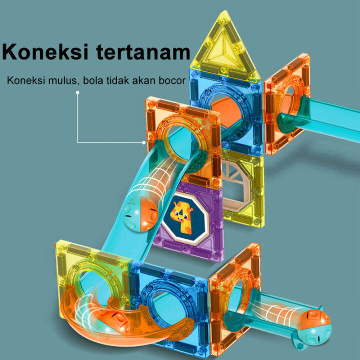 Blok Bangunan Magnetik Jalur Konstruksi Mainan Anak-anak Pendidikan ...