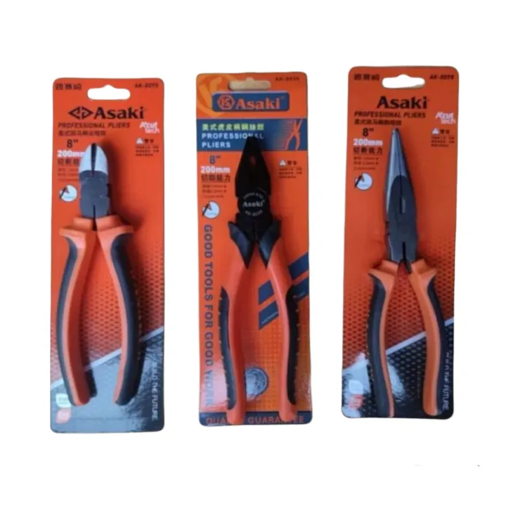 ORIGINAL ASAKI JAPAN PLIER SET SIZE "8 /3 PCS PLIER SET, CUTTER, LONG ...