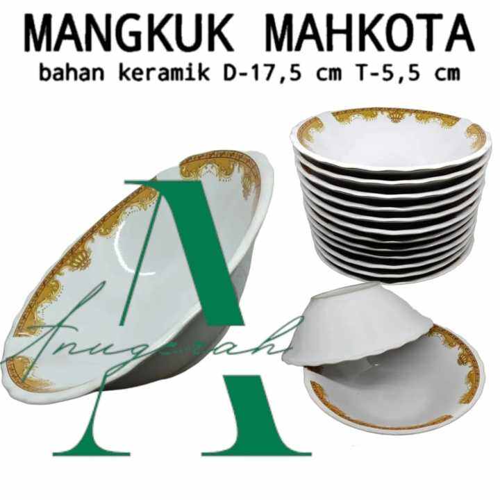 MANGKUK MAKAN BAKSO MAHKOTA LIST EMAS 12PCS / MANGKUK MAKAN SAJI SUPER ...