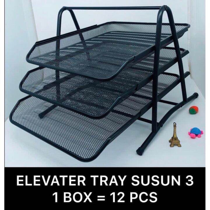 Rak kertas Rak dokumen Rak susun Tray 3 tingkat besi | Lazada Indonesia