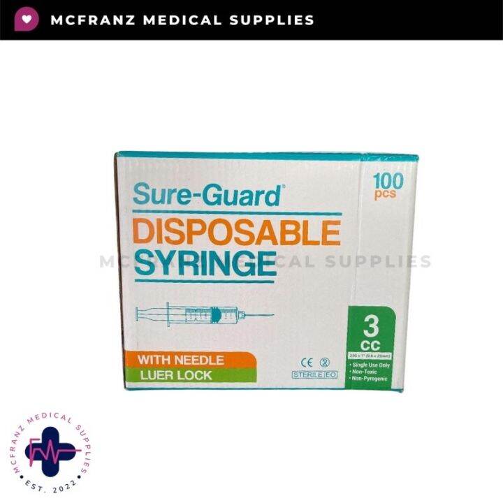 SureGuard Disposable Syringe per box 100pcs (1cc, 3cc, 5cc, 10cc ...