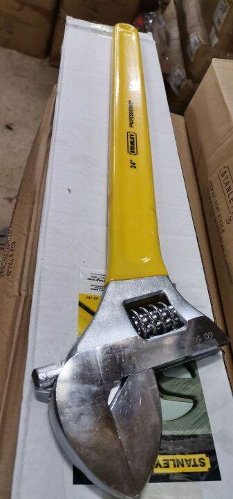 Stanley heavy duty adjustable wrench w/yellow anti slip grip, fully ...