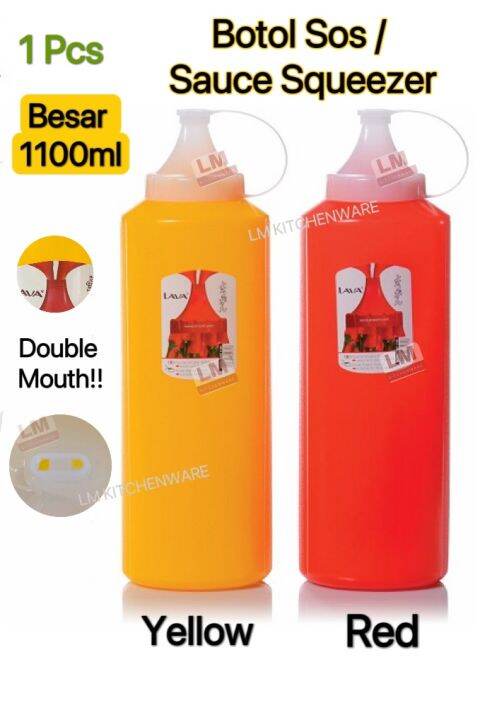 DOUBLE MOUTH SAUCE BOTTLE / TWIN SAUCE SQUEEZER / SAUCE CONTAINER ...