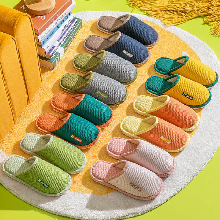 Jujia Jia รองเท้าแตะผ้าฝ้ายสำหรับฤดูใบไม้ร่วงและฤดูหนาวรองเท้าแตะผ้า ...