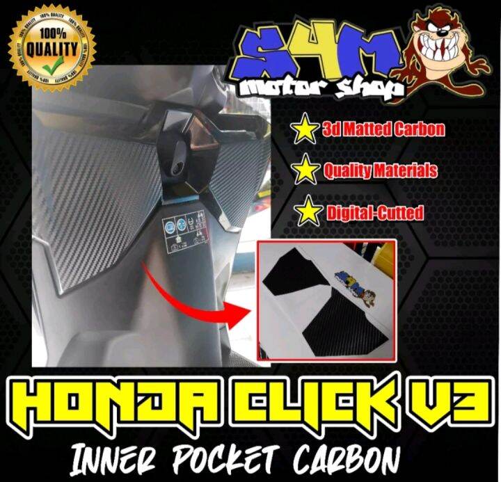 Honda Click 125i V3 Inner Pocket Fairings Carbon Sticker | Lazada PH