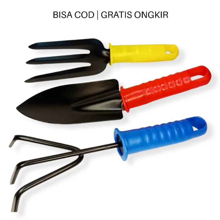 Alat Berkebun Lengkap 3 in 1 Sekop Garpu dan Penggaruk Tanah Mini ...