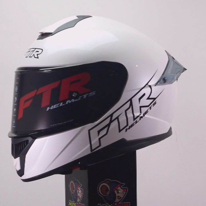 Helmet Full Face FTR XR2 Pro Plain White Dual Visor with Free Visor and ...